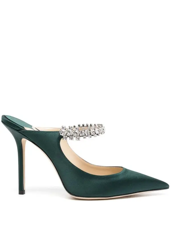 JIMMY CHOO Bing 100mm Crystal-embellished Mules - Green