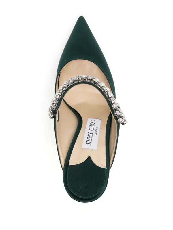 JIMMY CHOO Bing 100mm Crystal-embellished Mules - Green