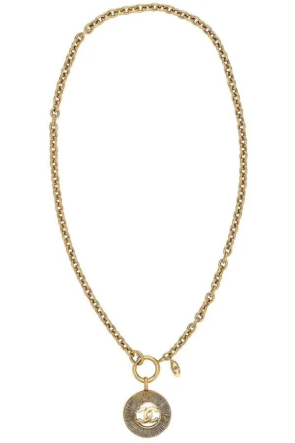 Chanel Coco Mark Medallion Necklace - Light Gold