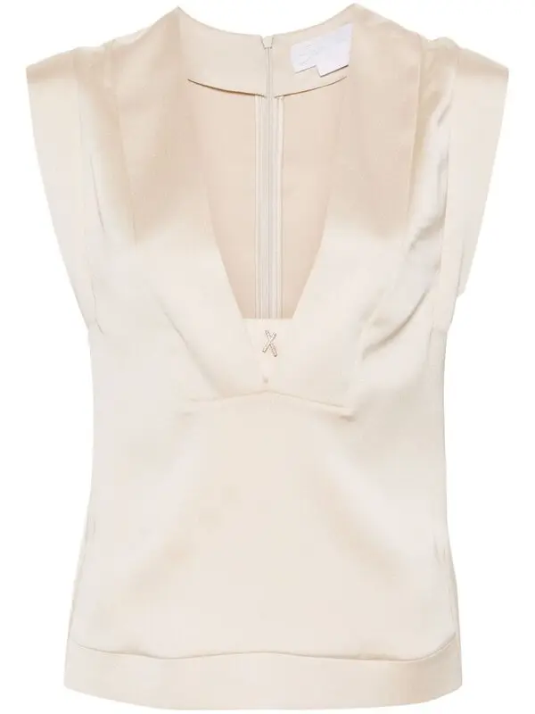 GENNY Appliqué-detail Sleeveless Blouse - Neutrals