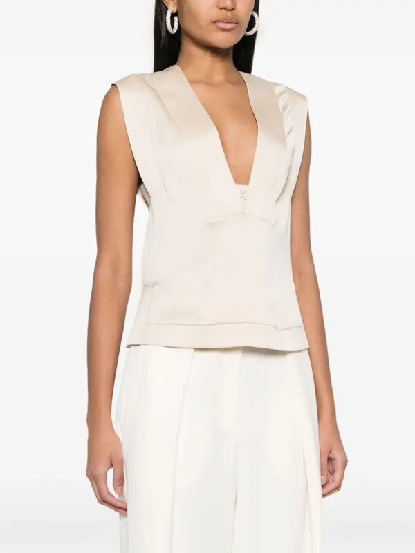 GENNY Appliqué-detail Sleeveless Blouse - Neutrals