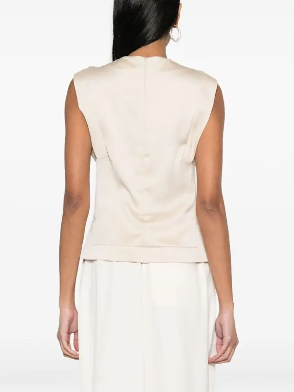 GENNY Appliqué-detail Sleeveless Blouse - Neutrals