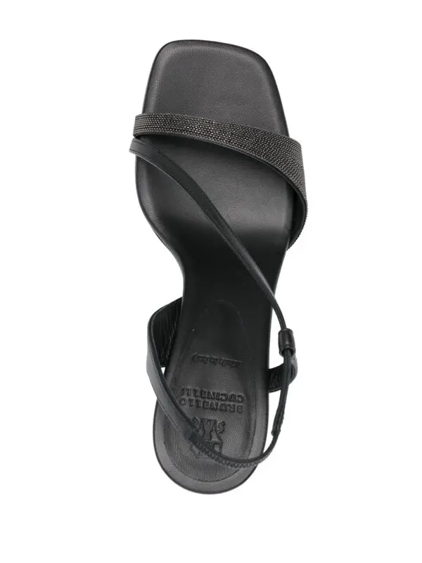 Brunello Cucinelli 95mm Monili-chain Leather Sandals - Silver