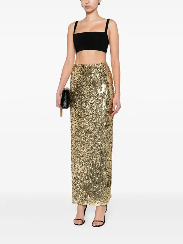 ATU BODY COUTURE Sequin-embellished Maxi Skirt - Gold