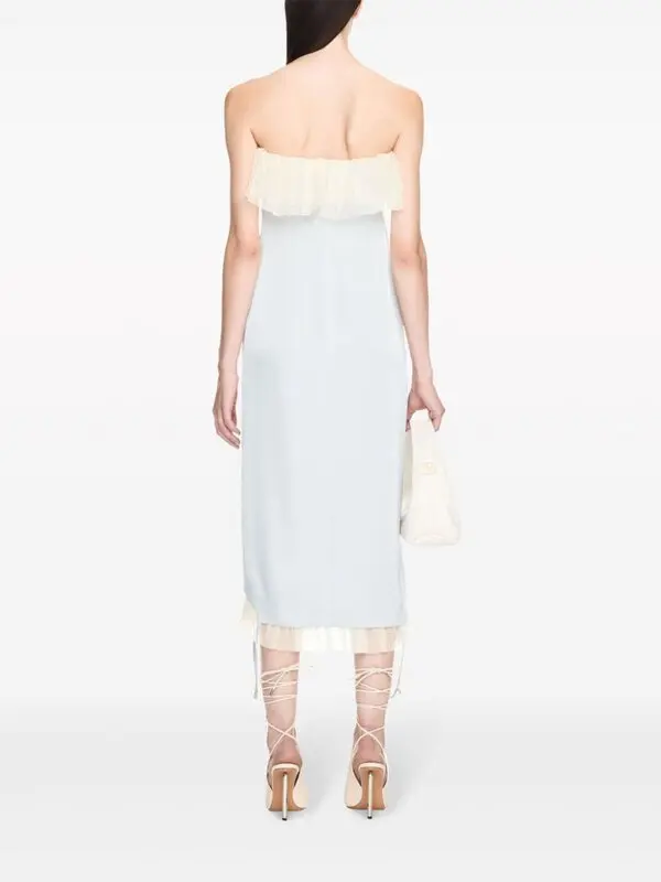 Off-White Ruffle-trim Bandeau Midi Dress