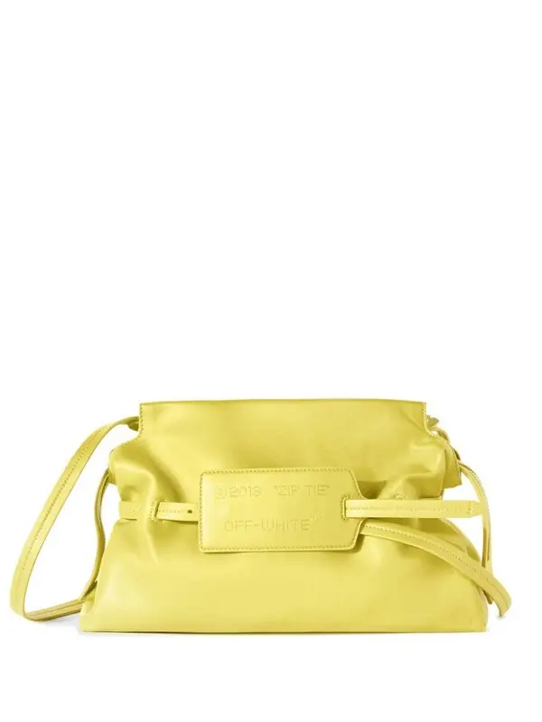 Off-White Leather Clutch With Zip Tie Tag - Green