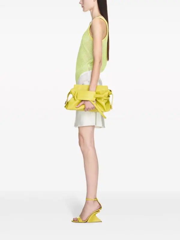 Off-White Leather Clutch With Zip Tie Tag - Green