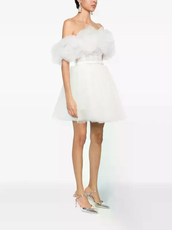 ANA RADU Floral-appliqué Tulle Mini Dress