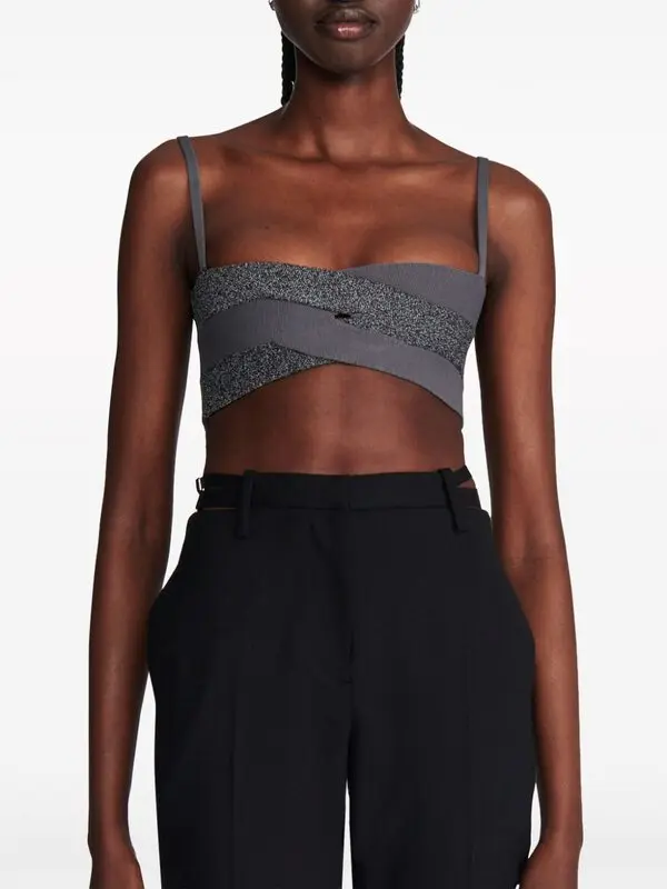 DION LEE Reflective Interlocking-weave Bralette