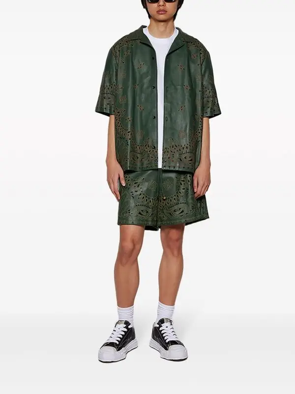 Amiri Bandana Laser-etched Leather Shorts