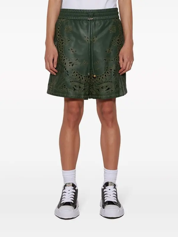Amiri Bandana Laser-etched Leather Shorts