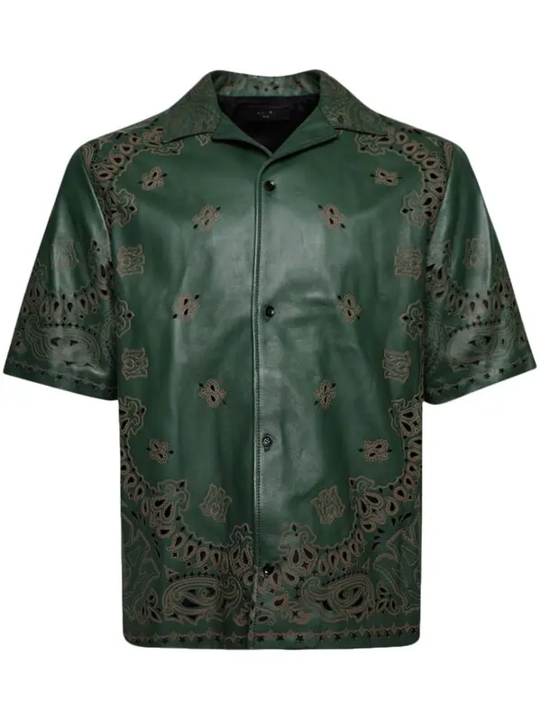 Amiri Bandana-pattern Leather Shirt