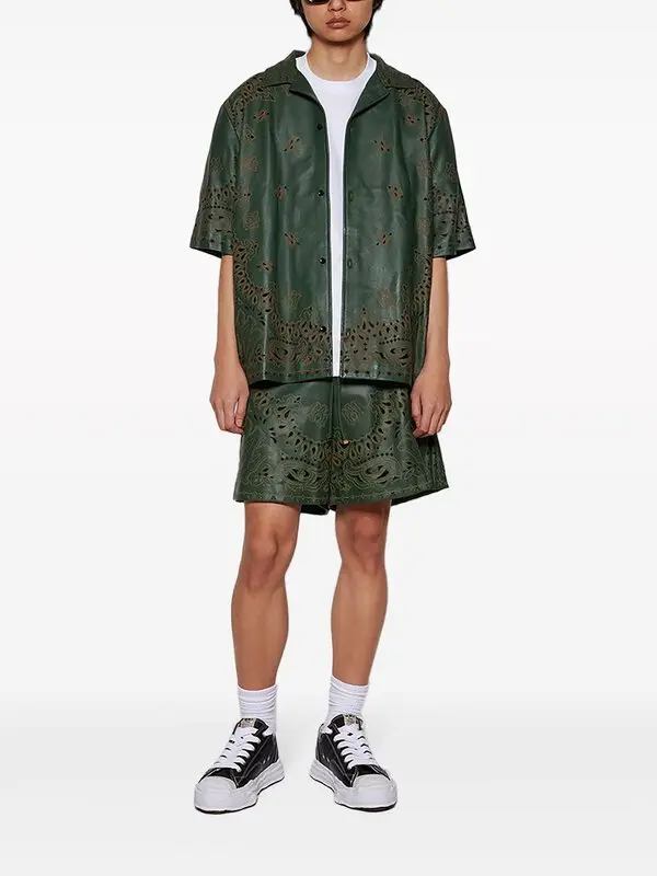 Amiri Bandana-pattern Leather Shirt