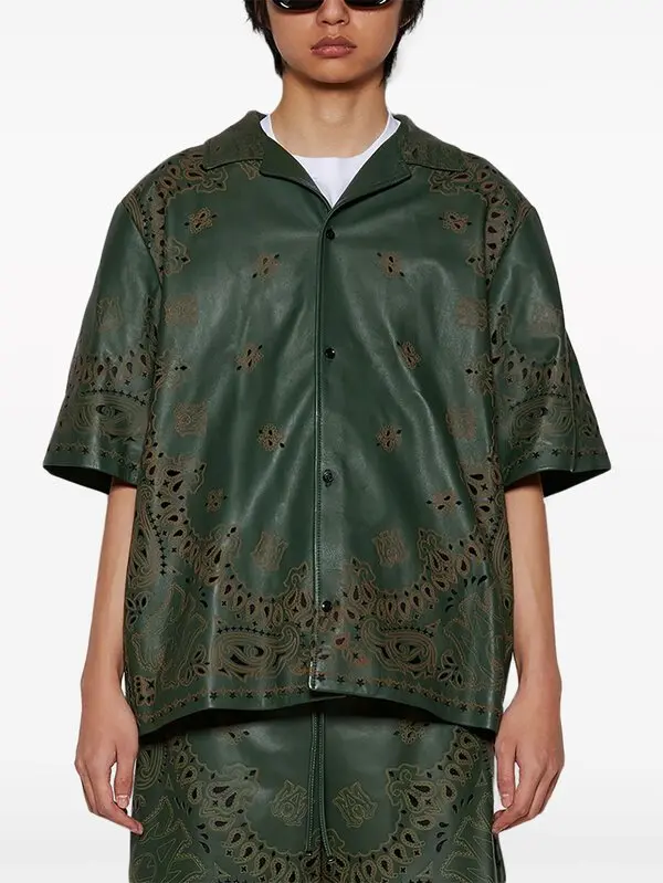 Amiri Bandana-pattern Leather Shirt