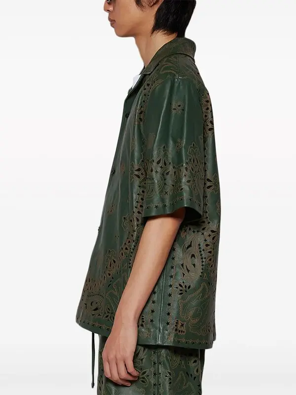 Amiri Bandana-pattern Leather Shirt