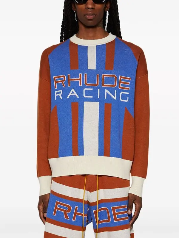 Rhude Logo Intarsia Wool Jumper - Red