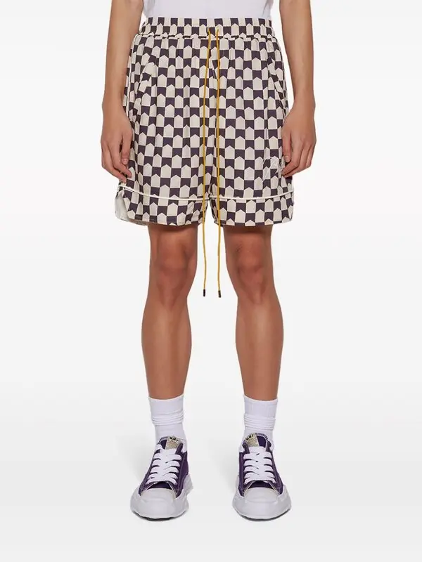Rhude Check-pattern Track Shorts