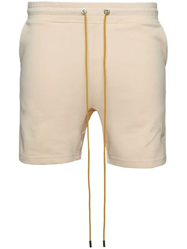 Rhude Logo-embroidered Cotton Track Shorts - Neutrals
