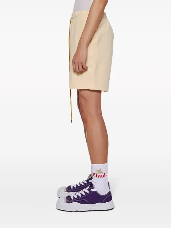 Rhude Logo-embroidered Cotton Track Shorts - Neutrals