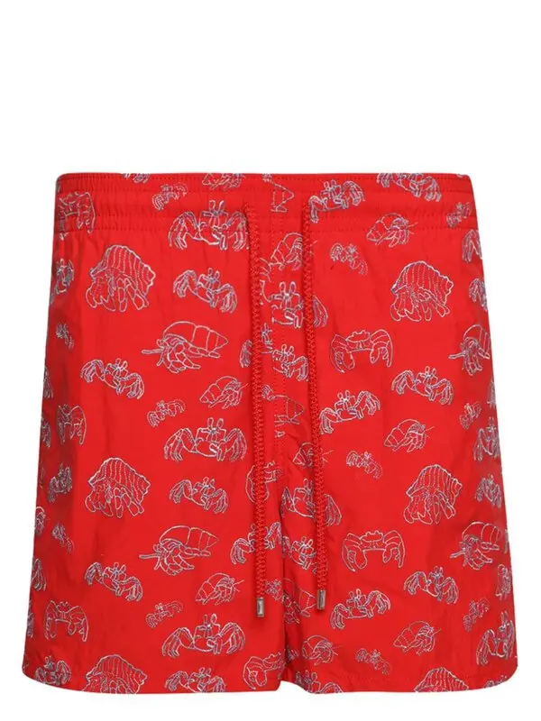Vilebrequin Mistral Hermit Crabs-print Swim Shorts - Red