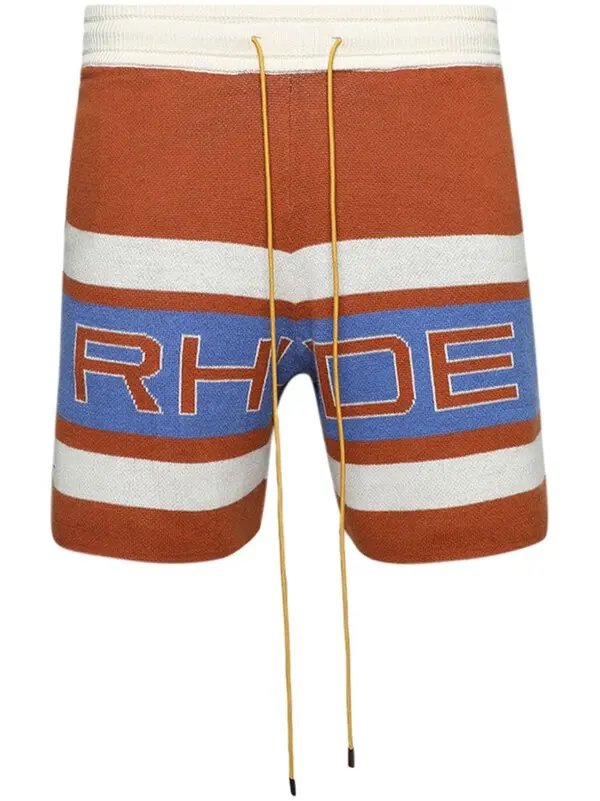 Rhude Panelled Knit Shorts - Orange