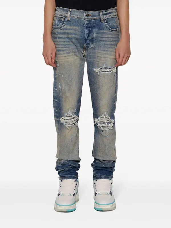 Amiri Crystal Embellished Mx1 Skinny Jeans