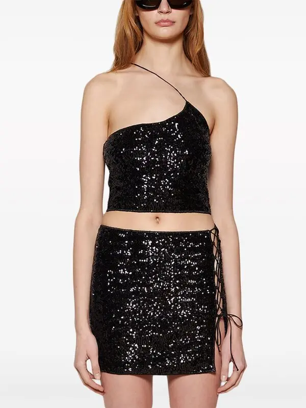 Oseree Sequin-embellished Crop Top