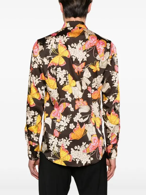 Dsquared2 Butterfly-print Satin Shirt
