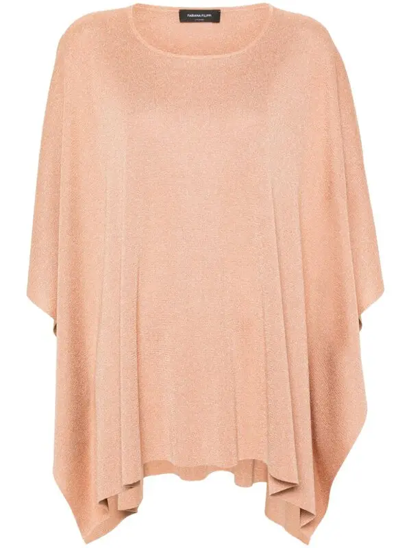 Fabiana Filippi Metallic-threading Knitted Poncho - Pink