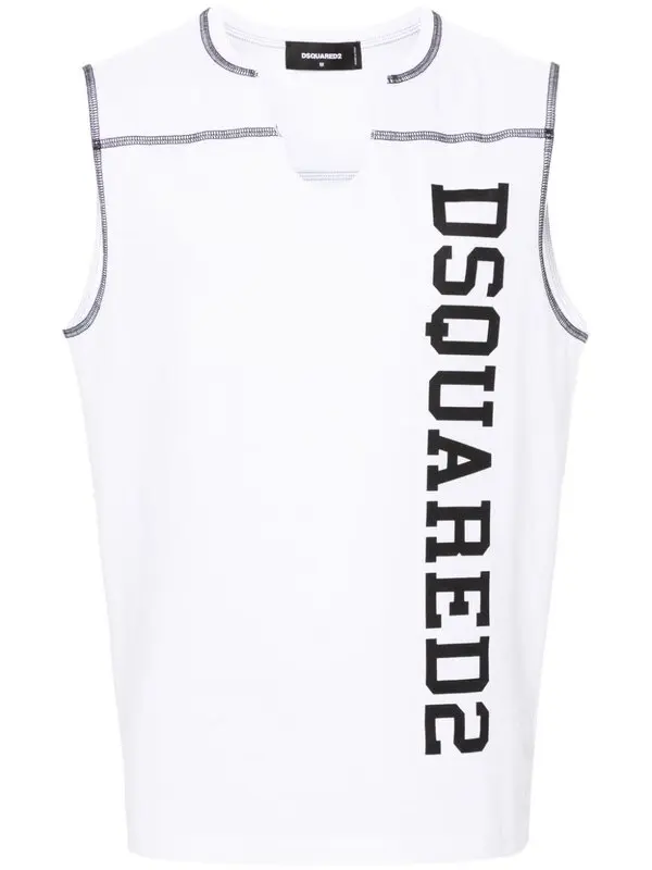 Dsquared2 Logo Print Cotton Tank Top - White