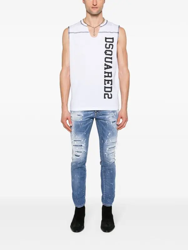 Dsquared2 Logo Print Cotton Tank Top