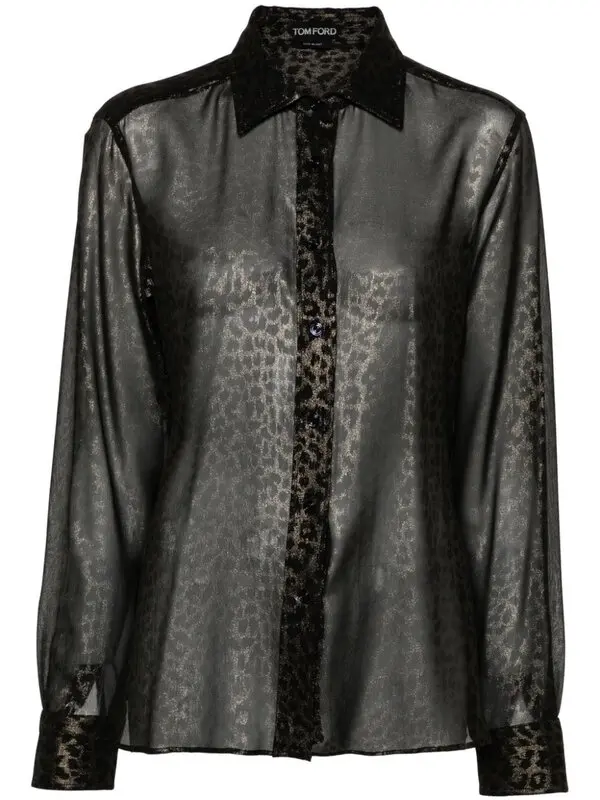 TOM FORD Laminated Leopard-print Silk Shirt