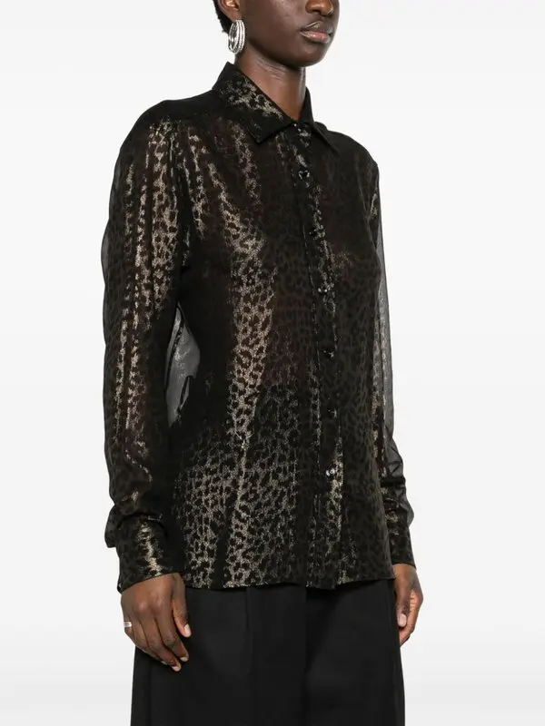 TOM FORD Laminated Leopard-print Silk Shirt