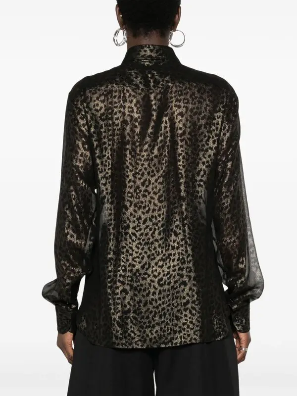 TOM FORD Laminated Leopard-print Silk Shirt