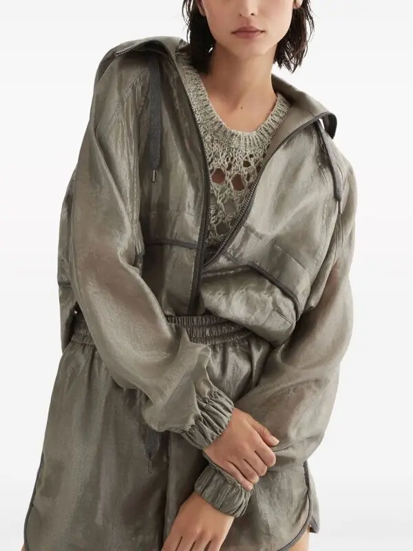 Brunello Cucinelli Metallic Cotton Track Jacket