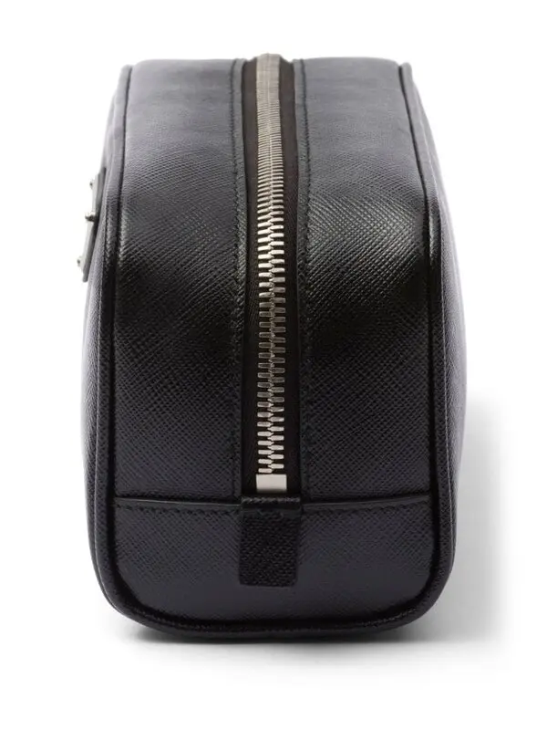 Prada Enamel-logo Saffiano Leather Clutch