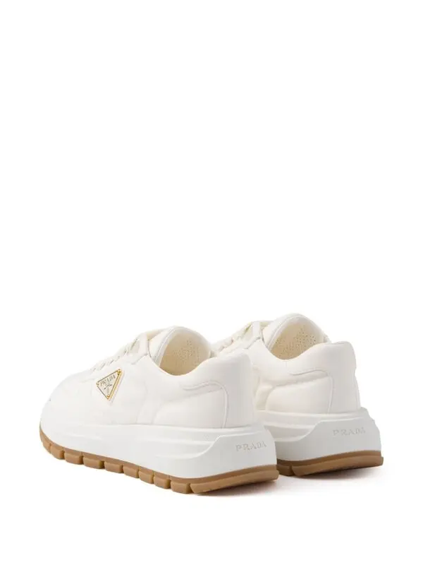 Prada Triangle-logo Leather Sneakers - White