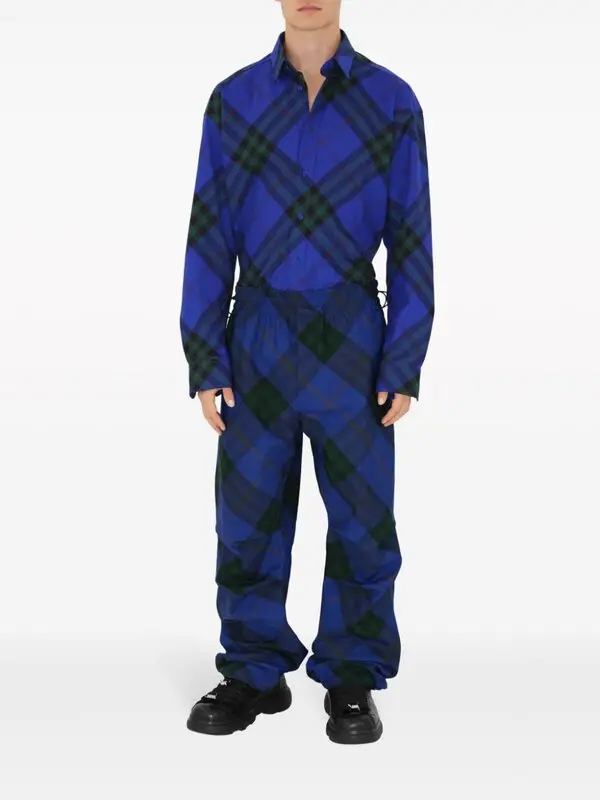 Burberry Checkered Twill Trousers - Blue