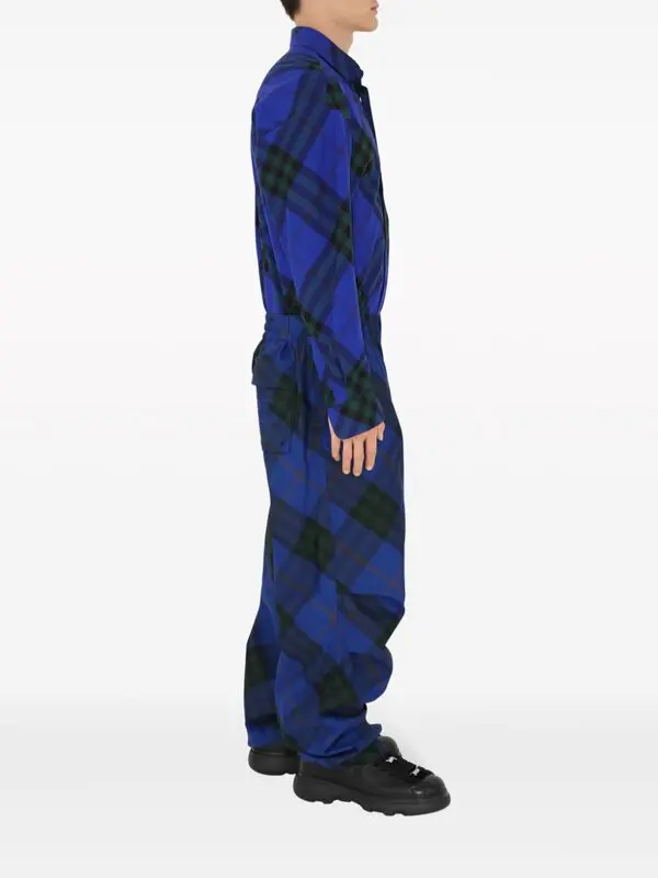 Burberry Checkered Twill Trousers - Blue