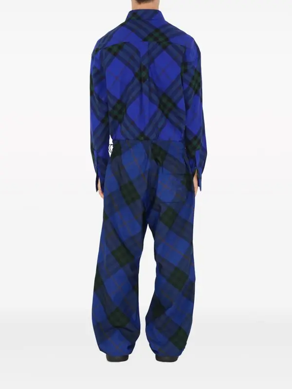 Burberry Checkered Twill Trousers - Blue