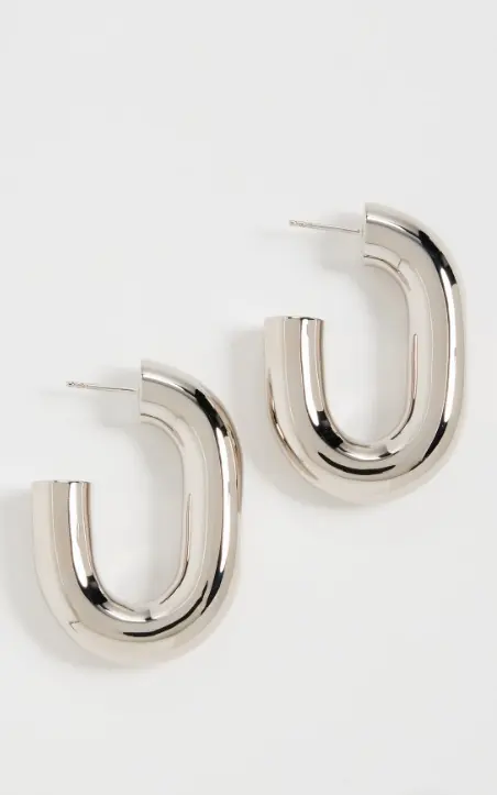 Rabanne Xl Link Hoop Earrings - Silver