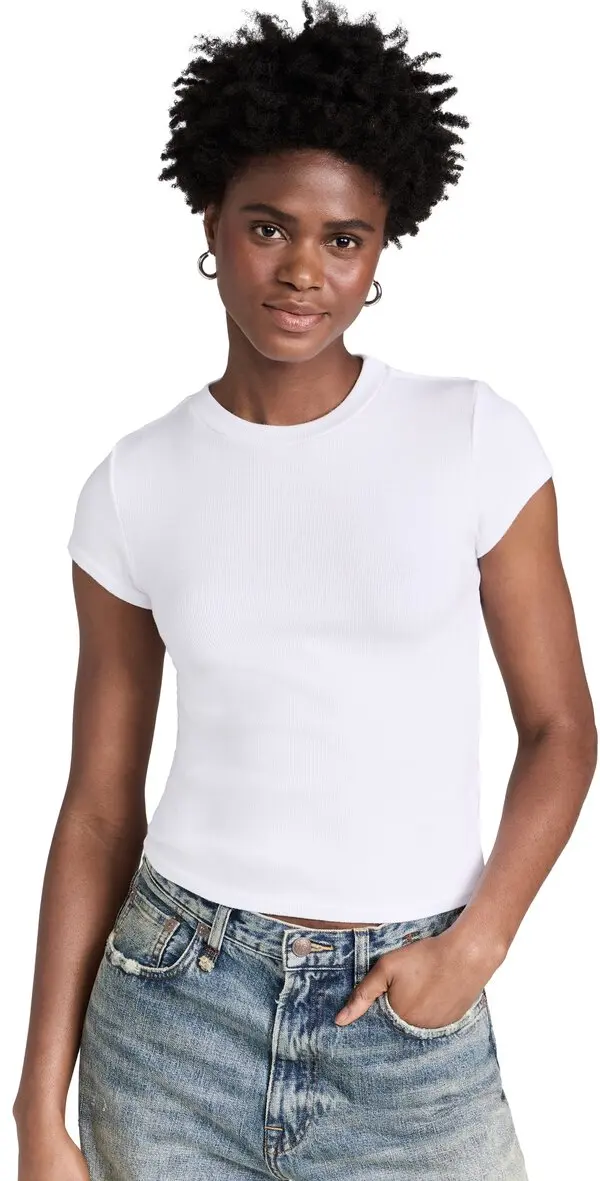 PERFECTWHITETEE Jude Ribbed Baby Tee - White