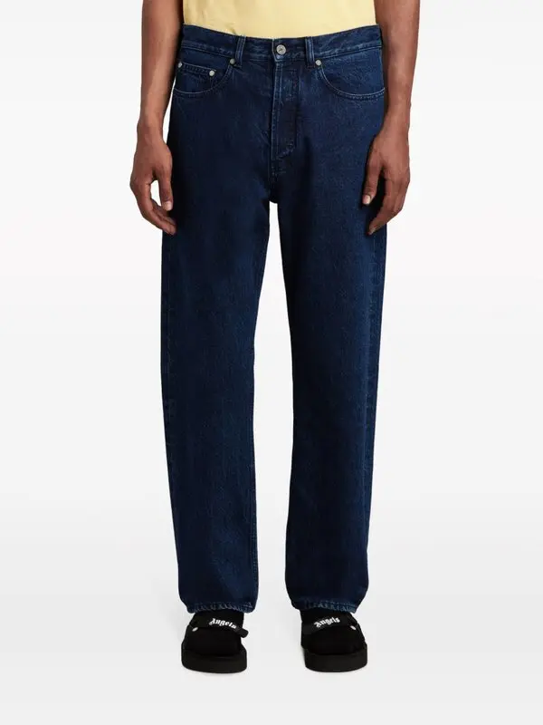 Palm Angels Logo-print Straight-leg Jeans - Blue