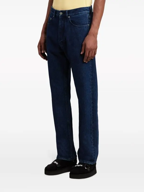 Palm Angels Logo-print Straight-leg Jeans - Blue