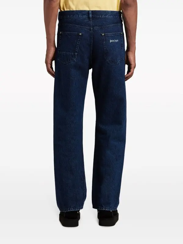 Palm Angels Logo-print Straight-leg Jeans - Blue
