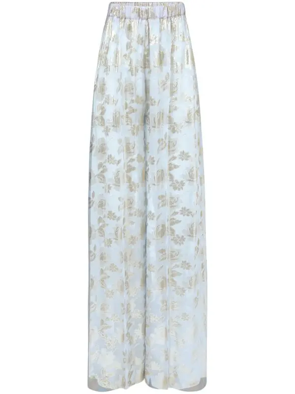 Nina Ricci Floral-jacquard Palazzo Pants - Blue