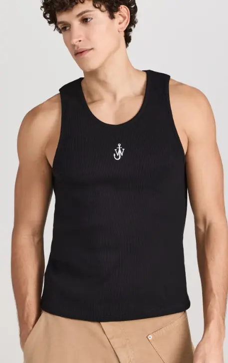 JW Anderson Anchor Embroidery Tank Top - Black