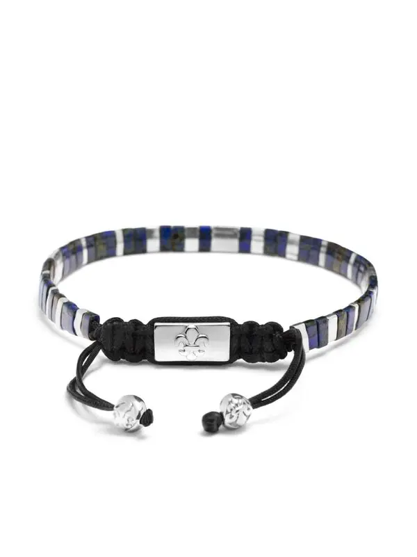 NIALAYA JEWELRY Logo-engraved Beaded Bracelet - Silver
