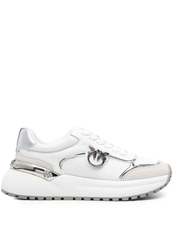 Pinko Love Birds Leather Sneakers - White