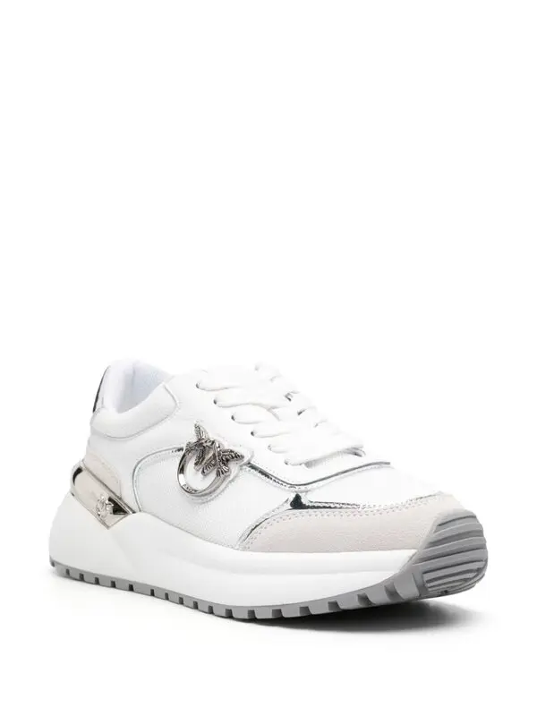 Pinko Love Birds Leather Sneakers - White